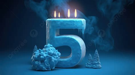 상단에 눈에 띄는 숫자 5가 있는 3d로 묘사된 거대한 파란색 생일 케이크 기념일 케이크 3d 케이크 음식 생일 배경 일러스트 및 사진 무료 다운로드 Pngtree