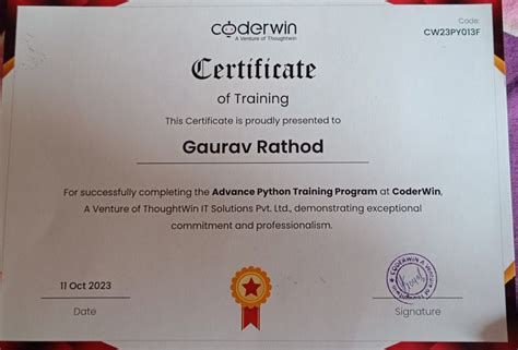 Gaurav Rathod On Linkedin Thoughtwin Internship Coderwin