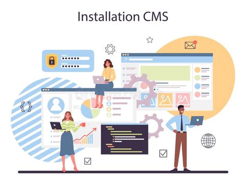 Cms Instalation Content Management System Stock Vector Illustration Of Marketing Management