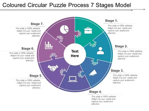 Coloured Circular Puzzle Process 7 Stages Model PowerPoint Slide Images PPT Design Templates