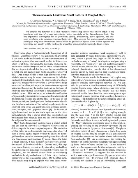 Thermodynamic Limit From Small Lattices Of Coupled Maps Docslib