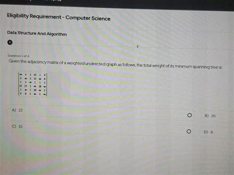 Given The Adjacency Matrix Of A Weighted Studyx