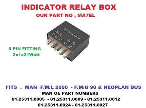 Man Indicator Relay Box Our Part Number Ma7el Trucks N Parts