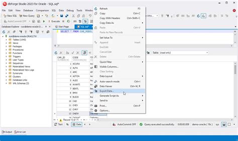 Export Data From Oracle To Excel Using DbForge Studio