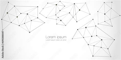 Abstract Technology Network Nodes Digital Connection Background With Polygonal Shapes On White