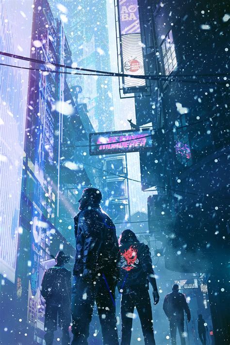 Let It Snow Cyberpunk Winter Wallpaper Cyberpunk 2077 Scenery
