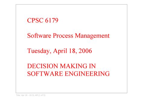 Descriptive Theories The Software Project Management Cpsc 6179 Docsity