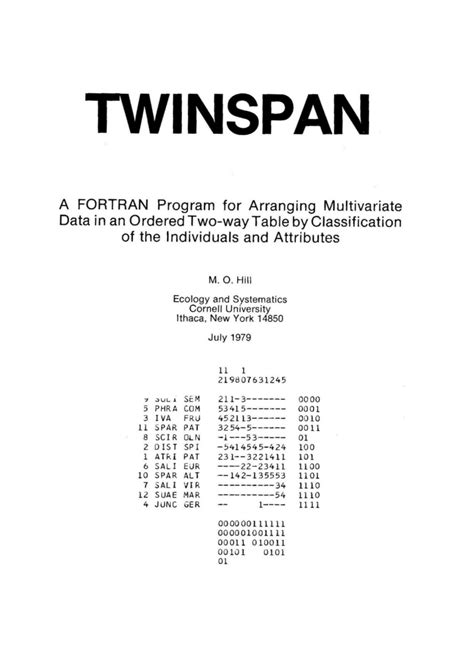 Pdf Twinspan—a Fortran Program For Arranging Multivariate Data In An