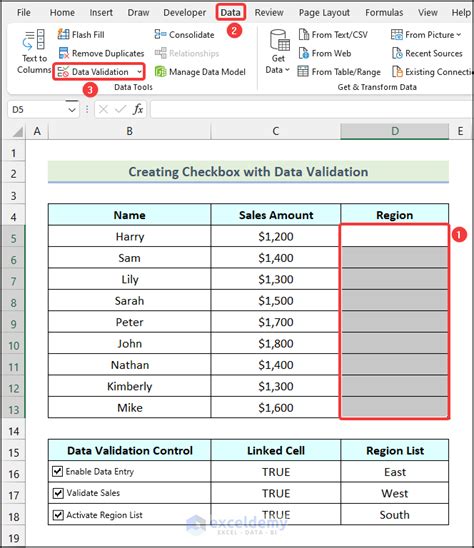 How To Create Data Validation With Checkbox Control In Excel