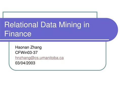 Ppt Relational Data Mining In Finance Powerpoint Presentation Free
