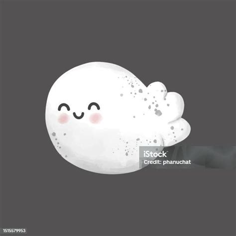 작고 귀여운 유령 해피 할로윈 수채화 할로윈 무서운 유령 괴물 만화 으스스한 캐릭터 트릭 또는 검은 배경 벡터 그림에 고립된 치료 10월에 대한 스톡 벡터 아트 및 기타