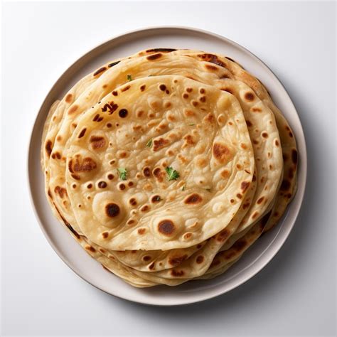 A Top View Of Chapati With White Background Premium Ai Generated Image
