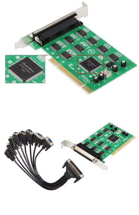 8 Ports Rs232 Pci Serial Controller Io Card Db 9 Com Systembase 1058 Chip With Fan Out Cable