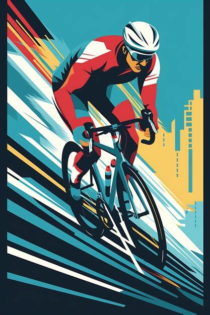 Ilustración Carrera De Ciclismo Urbano Velocidad Y Energía Urbana Esquema De Colores En Negrita