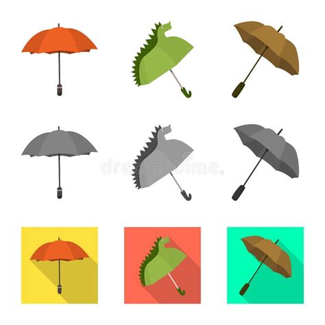 Vector Illustration Of Protection And Closed Symbol Set Of Protection And Rainy Stock Vector