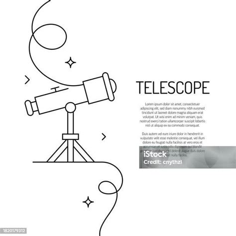 망원경 아이콘의 연속 선 그리기입니다 손으로 그린 상징 벡터 일러스트 레이 션 망원경에 대한 스톡 벡터 아트 및 기타 이미지 망원경 보기 정적 활동 별 Istock
