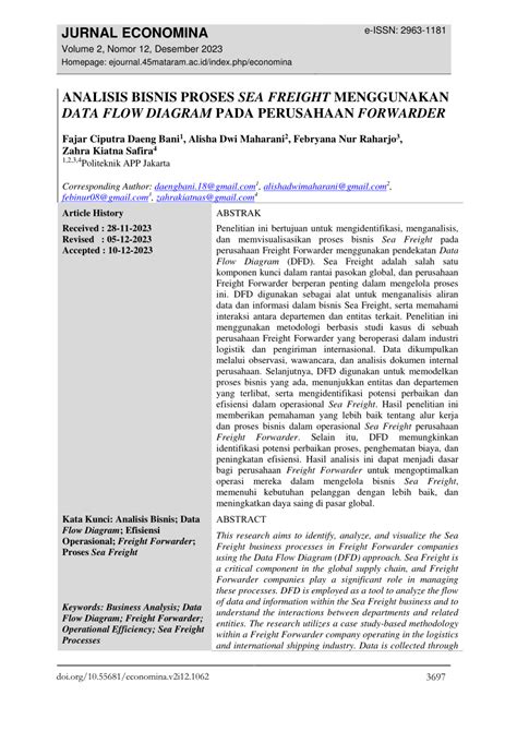 PDF ANALISIS BISNIS PROSES SEA FREIGHT MENGGUNAKAN DATA FLOW DIAGRAM PADA PERUSAHAAN FORWARDER