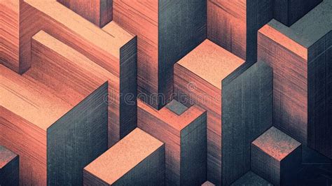 Abstract Geometric Design Featuring Layered Blocks In Warm And Cool