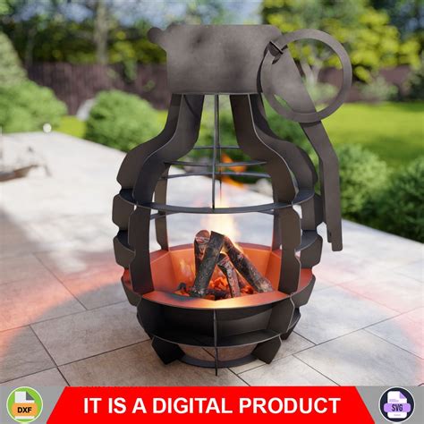 Fire Pit Grenade Digital Product Files Dxf Svg For Cnc Plasma Laser Garden Fireplace
