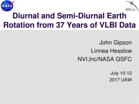 Diurnal And Semi Diurnal Earth Rotation From 37 Years Of Vlbi Data Ppt Download