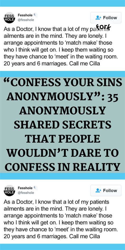 “confess Your Sins Anonymously” 35 Anonymously Shared Secrets That