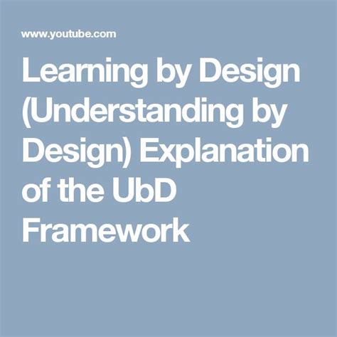 Understanding The Ubd Framework