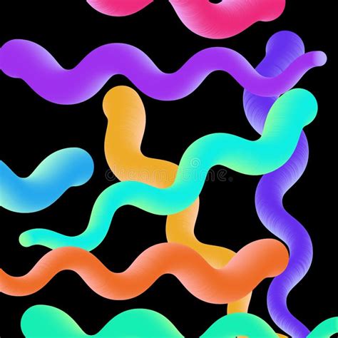 Volumetric Colored Worms Gradient Color Vector Illustration Stock