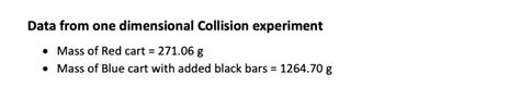 solved data from one dimensional collision experiment mass