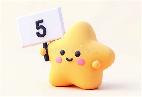 AI Generated Cute Squishy Review Rating Star Character with a Happy Smiley Face Holding a White ...