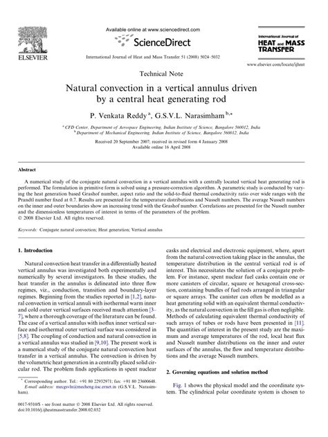 Pdf Natural Convection In A Vertical Annulus Driven By A Central Heat Generating Rod