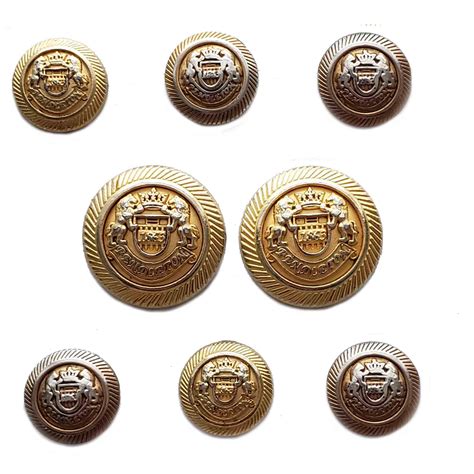 Vintage Pendelton Dome Blazer Buttons Set Gold Brass Crown Shield Mens