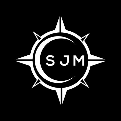 SJM Abstract Technology Circle Setting Logo Design On Black Background SJM Creative Initials