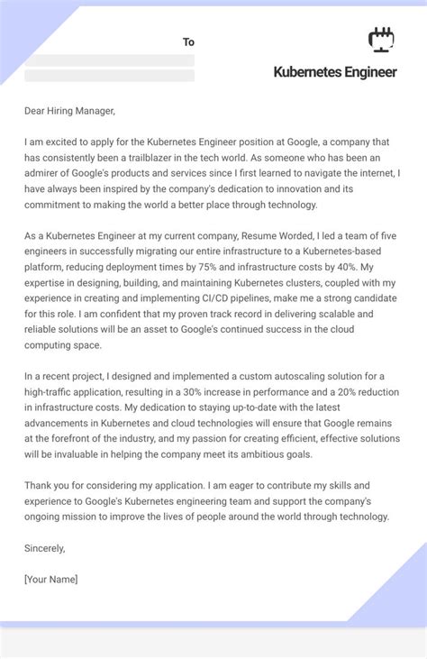 14 Kubernetes Engineer Cover Letter Examples Plus Recruiter Insights Updated For 2024