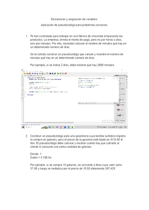 Semana DE Principios DE Algoritmos Declaración y asignación de variables Aplicación de