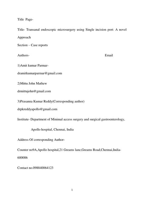 Pdf Transanal Endoscopic Microsurgery By Using Single Incision Port
