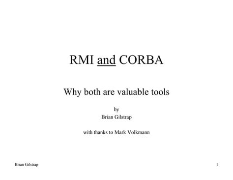 Rmi And Corba Why Both Are Valuable Tools Pdf Web Development Internet