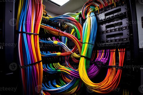 Ai Generated Server Room With Server Racks And Wires Server Uptime Concept And Cable Management