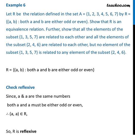 Example 6 R A B Both A And B Are Either Odd Or Even