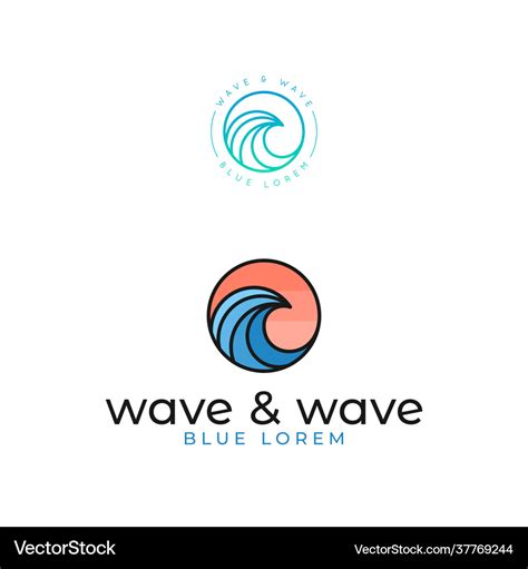 Ocean Wave Logo Set Blue And White Royalty Free Vector