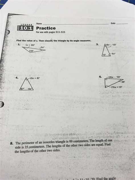 solved find the value of x then classify the triangle by