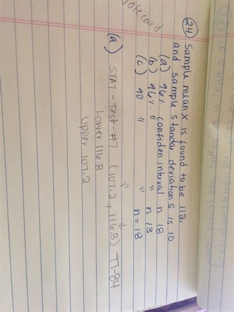 Solved Sample Mean X Is Found To Be 112 And Sample Standar Chegg Com
