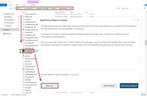 Create An Error Report Of Easeus Todo Backup Enterprise Edition