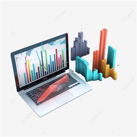 data analysis isolated 3d illustration png file graph business data