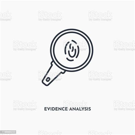 증거 분석 개요 아이콘입니다 간단한 선형 요소 그림입니다 흰색 배경의 격리된 선 증거 분석 아이콘입니다 얇은 스트로크 기호는 웹 모바일 및 Ui에 사용할 수 있습니다 개발에
