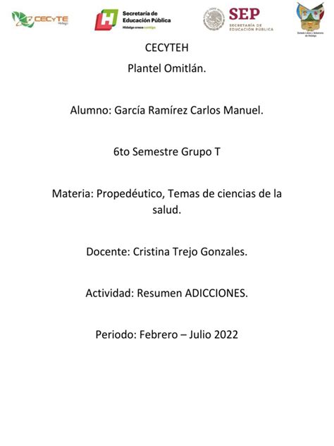 Adicciones Mapa Conceptual Grcm6t Pdf La Dependencia De Sustancias