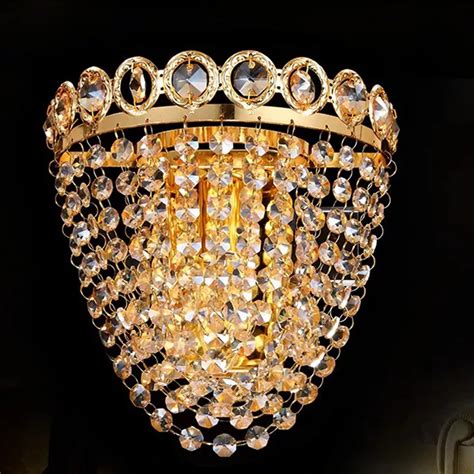 골든 Led 크리스탈 램프 크리 에이 티브 벽 램프 거실 침실 통로 조명 현대 간단한 머리맡 램프 피팅 아트 벽 조명wall Lightart Wall Lightwall