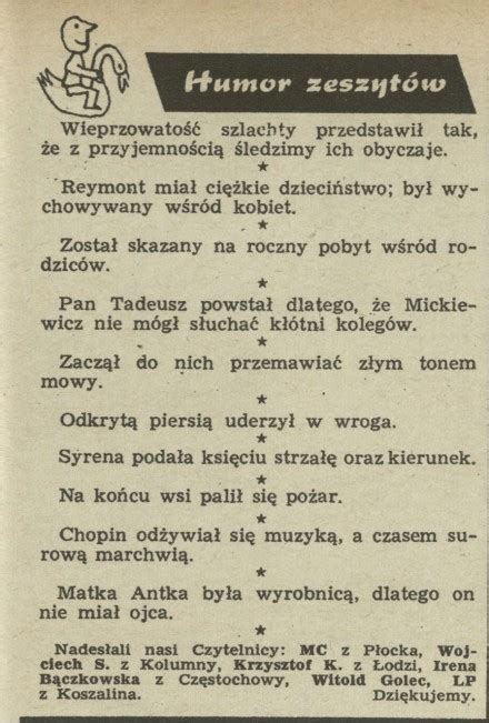 Rubryka Humor Zeszytów Szkolnych Archiwum Rok 1963 Kwartalnik Przekrój