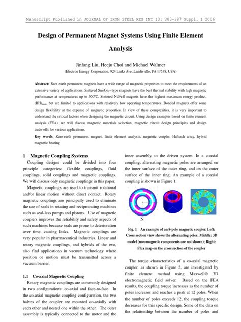 Design Of Permanent Magnet Systems Using Finite Element Analysis Pdf
