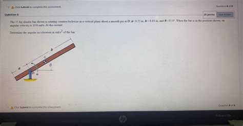Solved Angular Velocity It 106 Rads At This Instant
