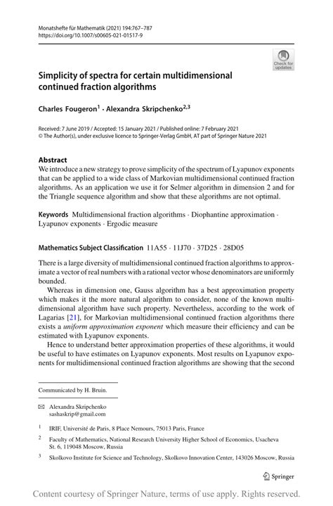 Simplicity Of Spectra For Certain Multidimensional Continued Fraction